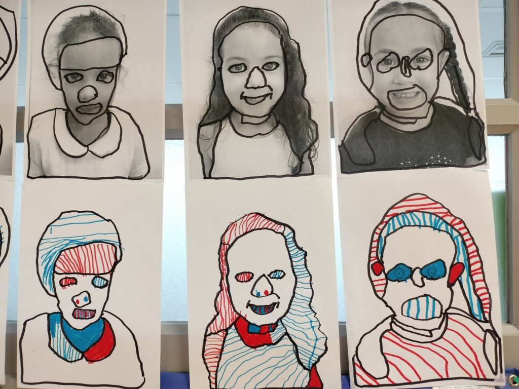 Portraits des moyennes sections à la manière de Dubuffet - Ecole Sainte ...